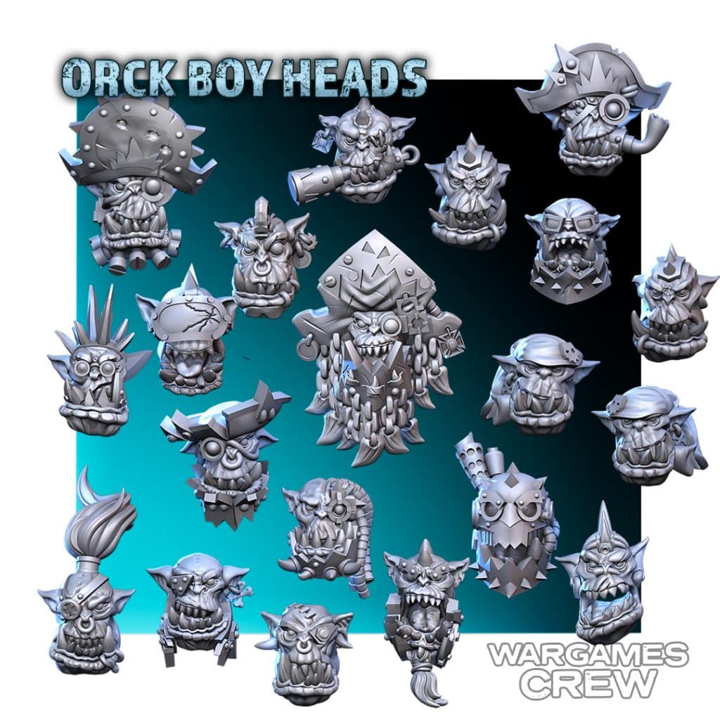 Orck Boy Heads x20 - Wargames Crew