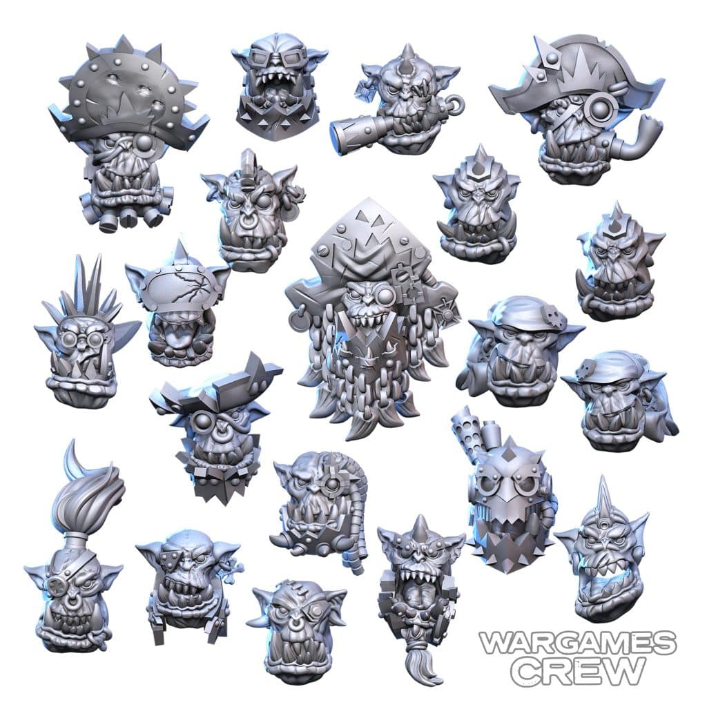 Orck Boy Heads x20 - Wargames Crew