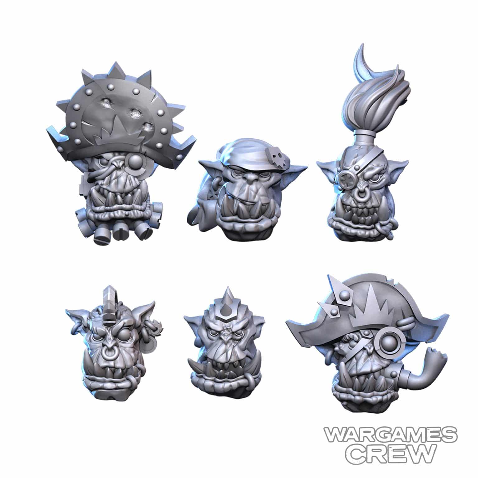 Orck Boy Heads x20 - Wargames Crew